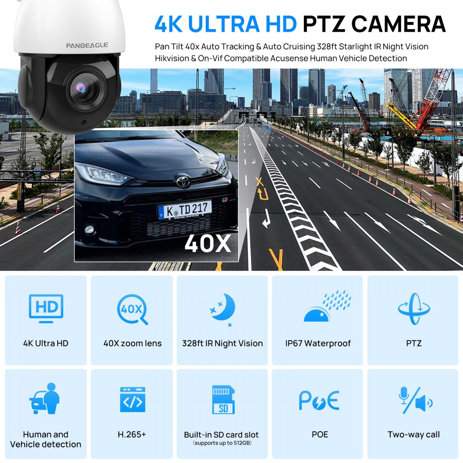 40X Zoom PTZ Camera | 4K 8MP PoE IP Camera | VIKYLIN